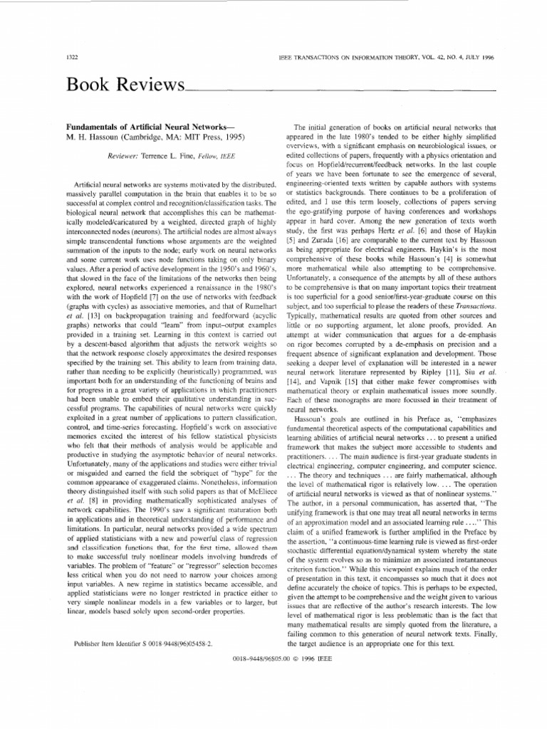 Fundamentals Of Artificial Neural Networks Book Re Pdf Artificial Neural Network Dependent