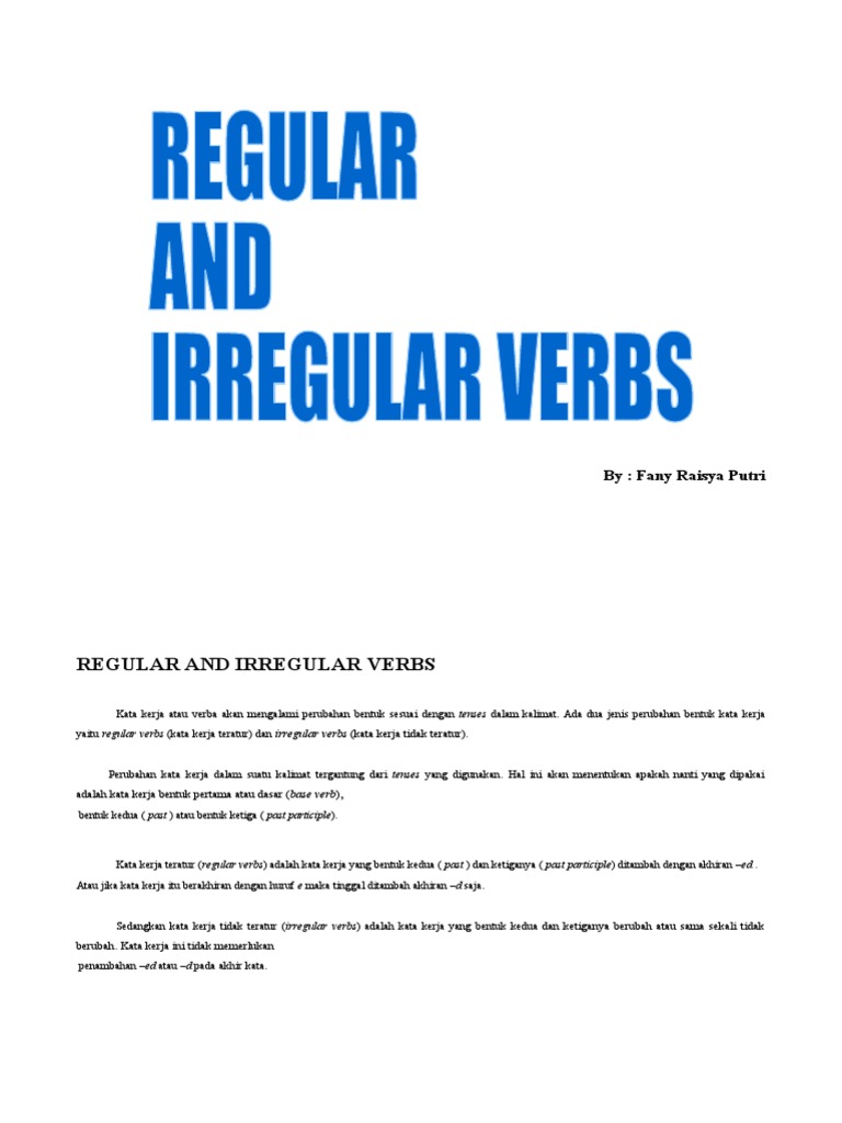 Regular Dan Irregular Verb | PDF