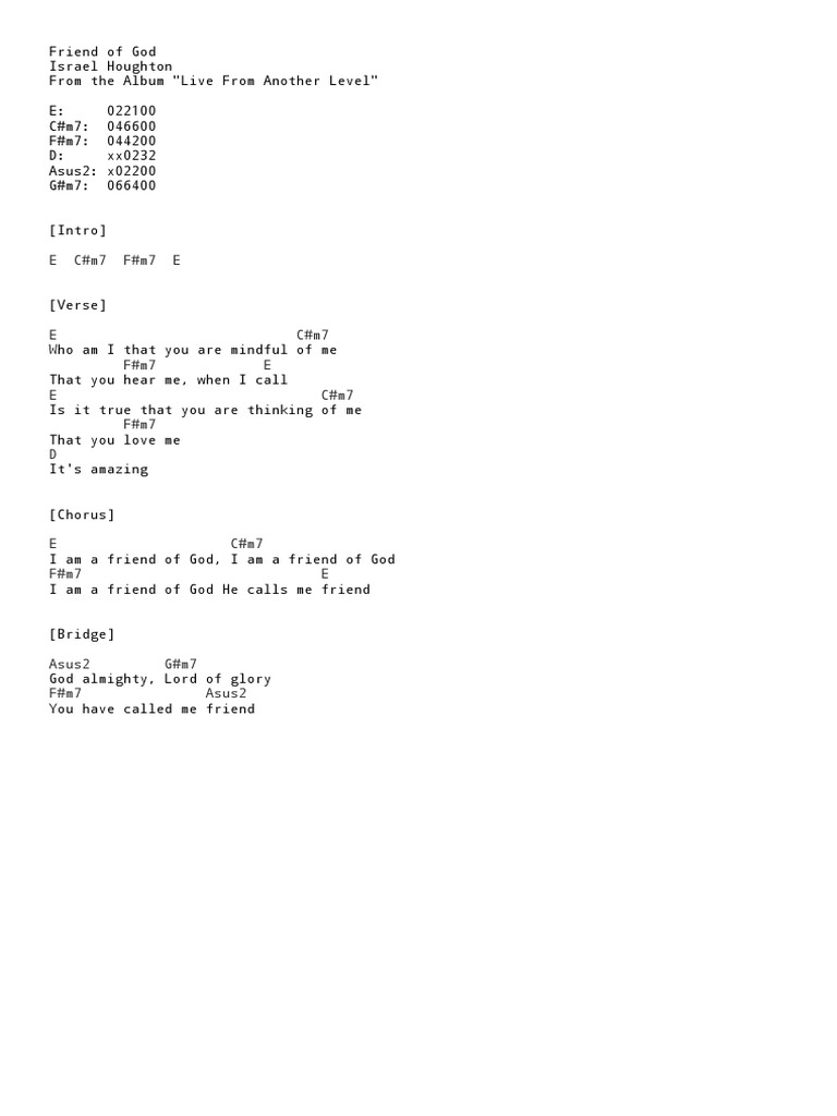 Chord Chart_Friend of God | PDF