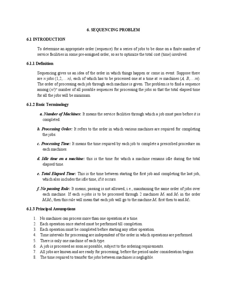 Sequencing Problem Pdf Applied Mathematics Mathematics