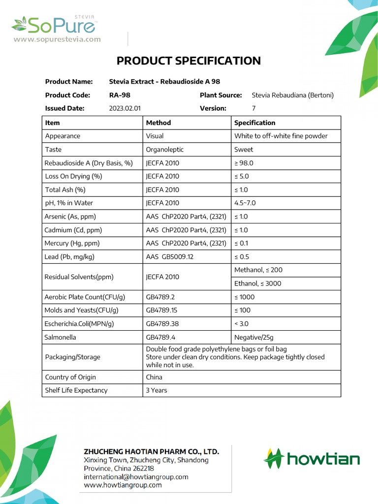 Specification-RA98%-Zh. Haotian | PDF