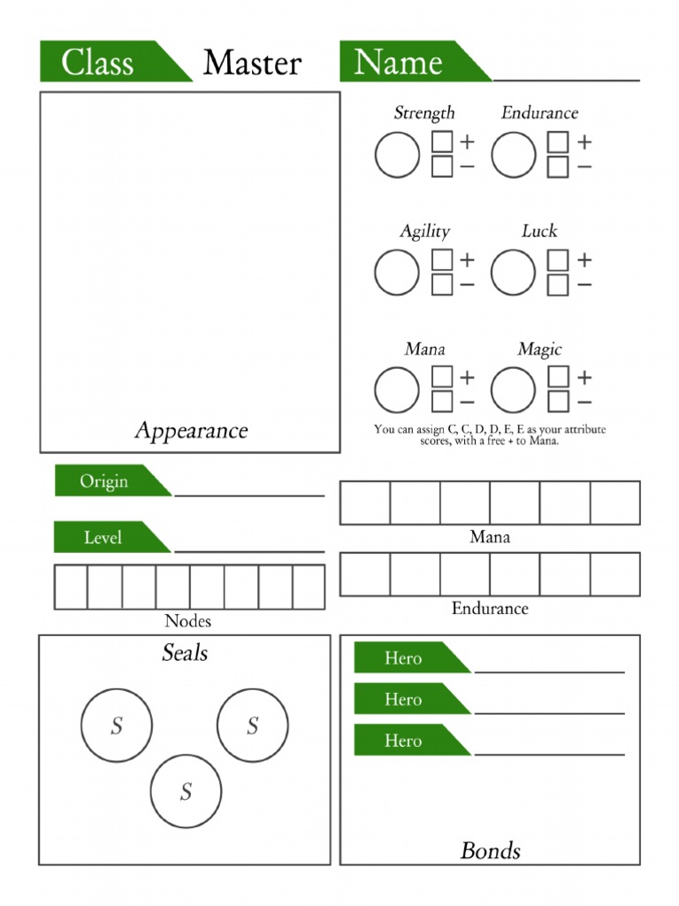Lost Order Character Sheets | PDF