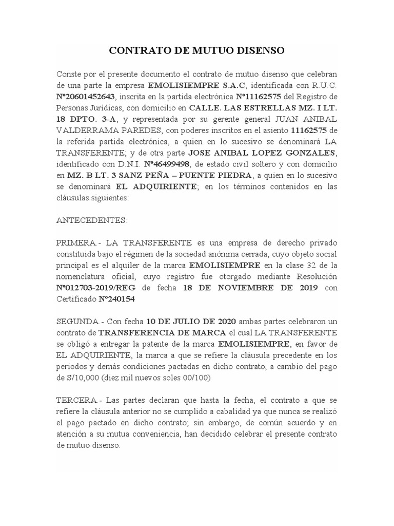 Contrato de Mutuo Disenso | PDF | Justicia | Crimen y violencia