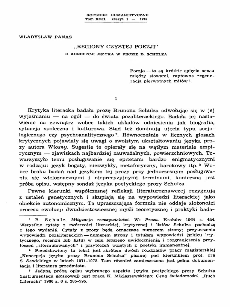 Regiony Czystej Poezji O Koncepcji | PDF