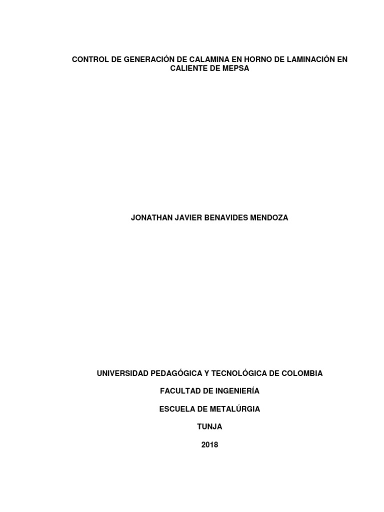 Control de Generacion de Calamina en Horno de Laminacion en Caliente en ...