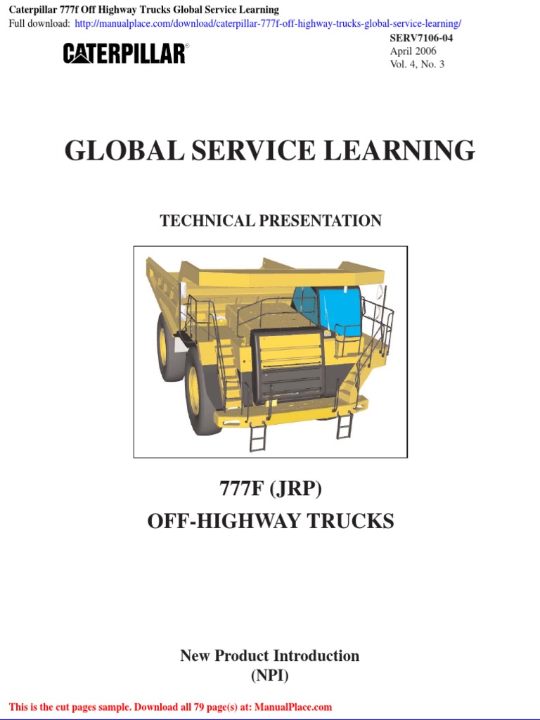 Caterpillar 777f Off Highway Trucks Global Service Learning | PDF | Truck | Motor Vehicle