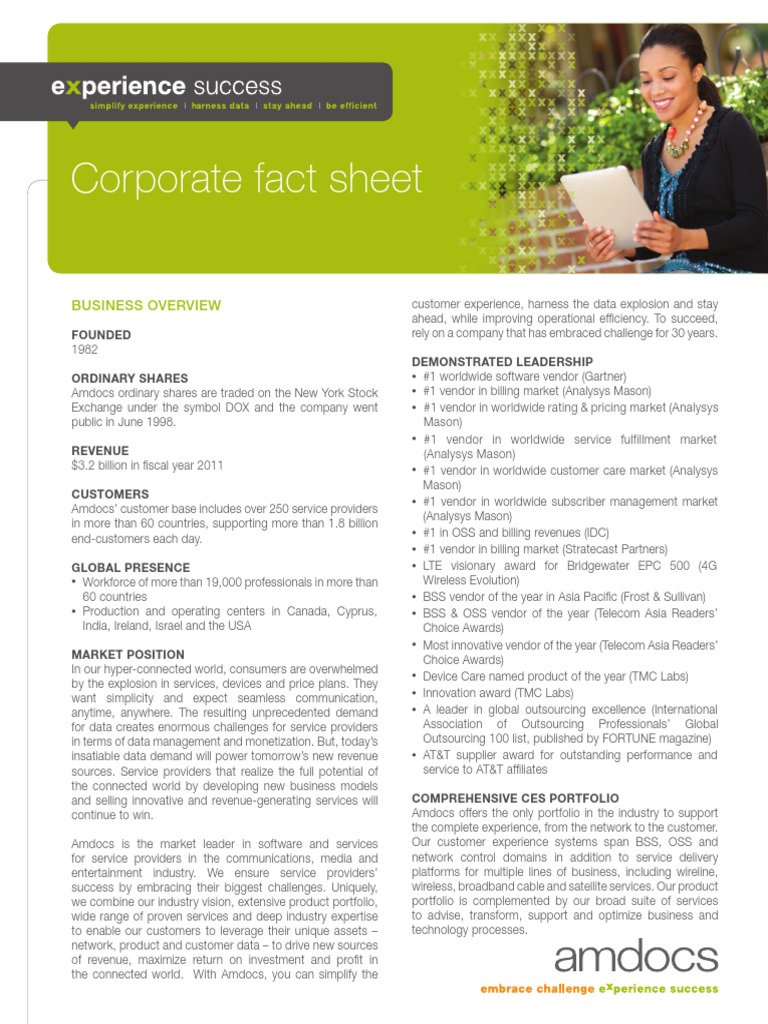 Amdocs Corporate Fact Sheet | PDF