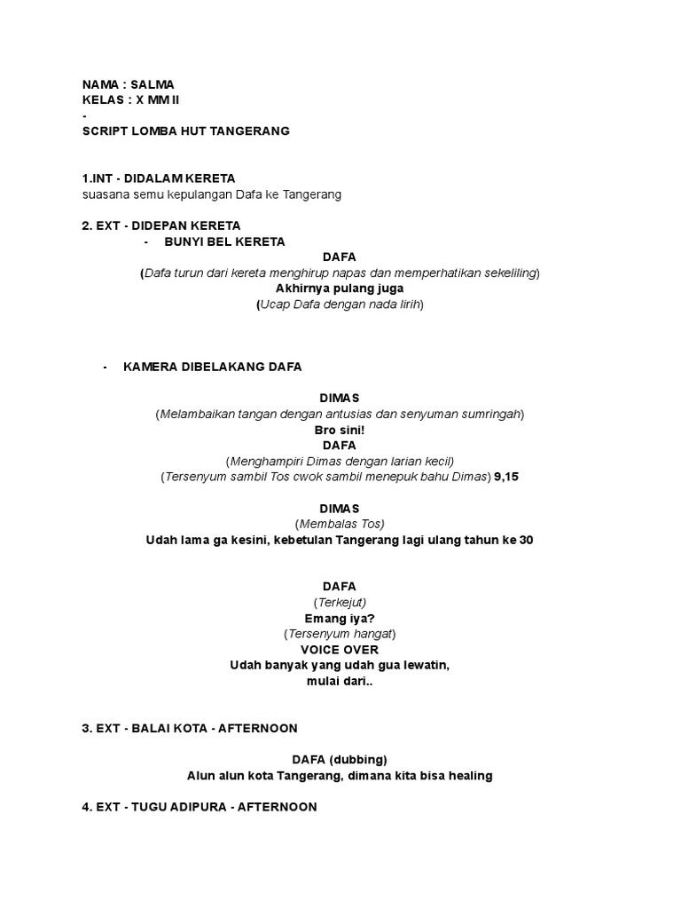 Script Lomba Hut Tangerang | PDF