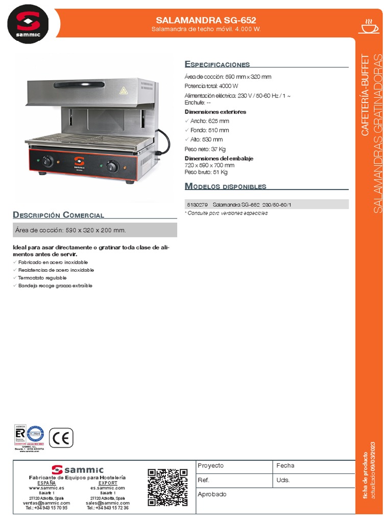 Ficha de Producto Salamandra SG 652 | PDF