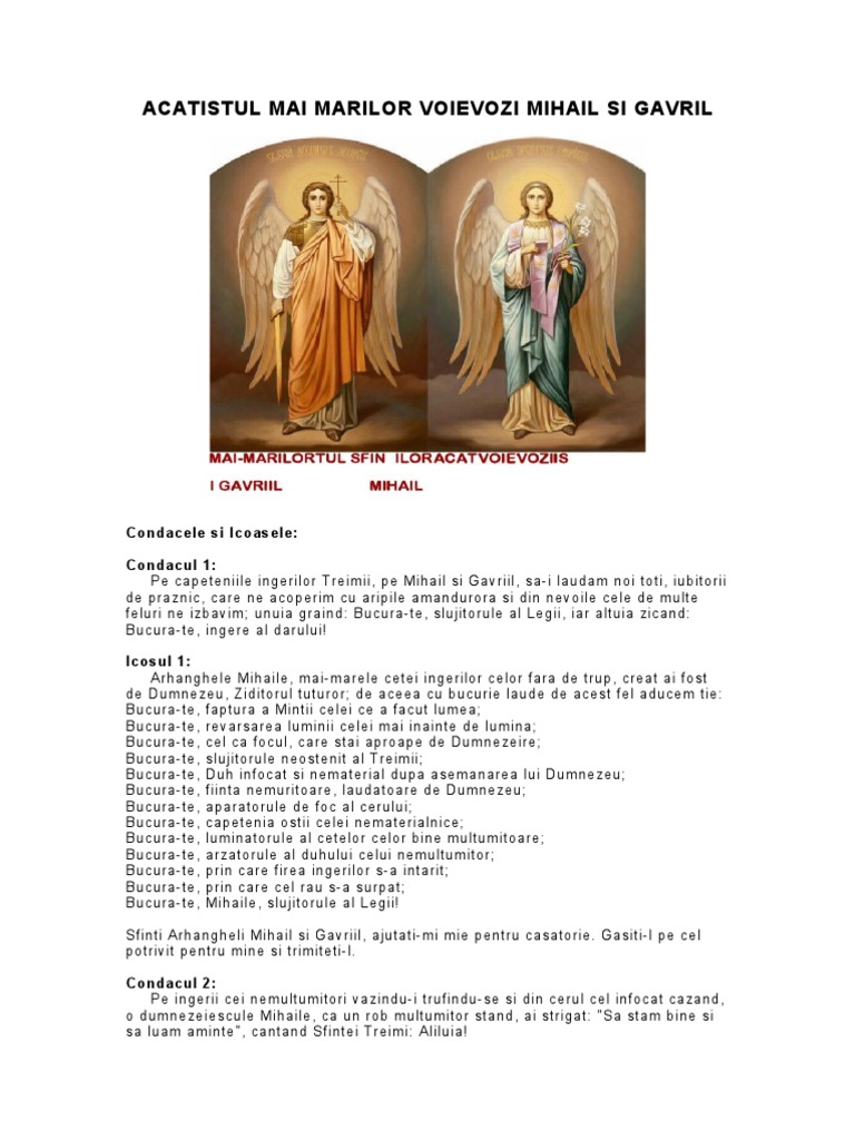 Acatistul SF Arhangheli Mihail Si Gavril | PDF
