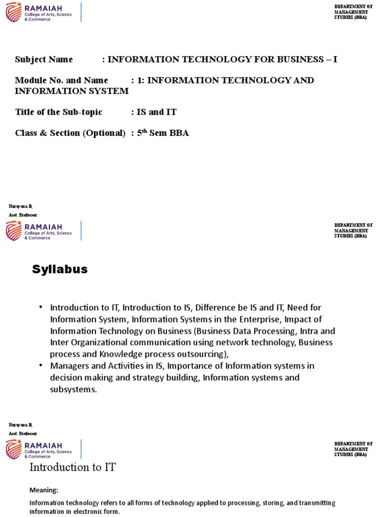 Unit 1 Information Technology and Information System | PDF | Information System | Information