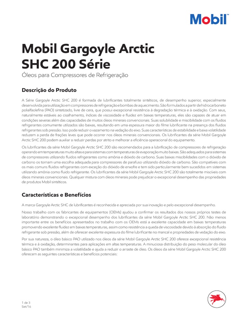 Datasheet Mobil - Gargoyle Arctic SHC 200 | PDF | Petróleo | Viscosidade