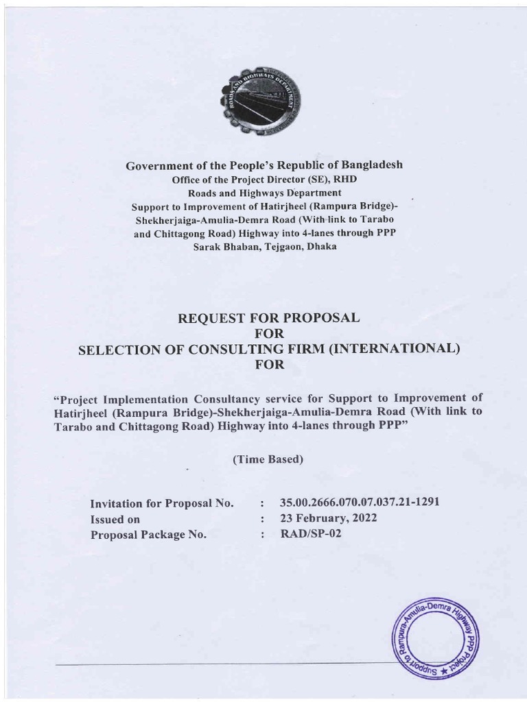 RFP Selection of Consulting Firm (International) | PDF | Consultant ...