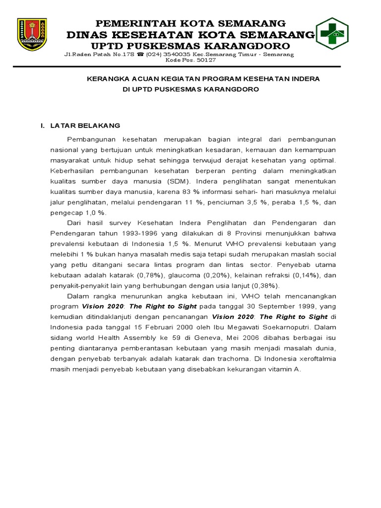 Kak Indera Puskesmas Karangdoro | PDF