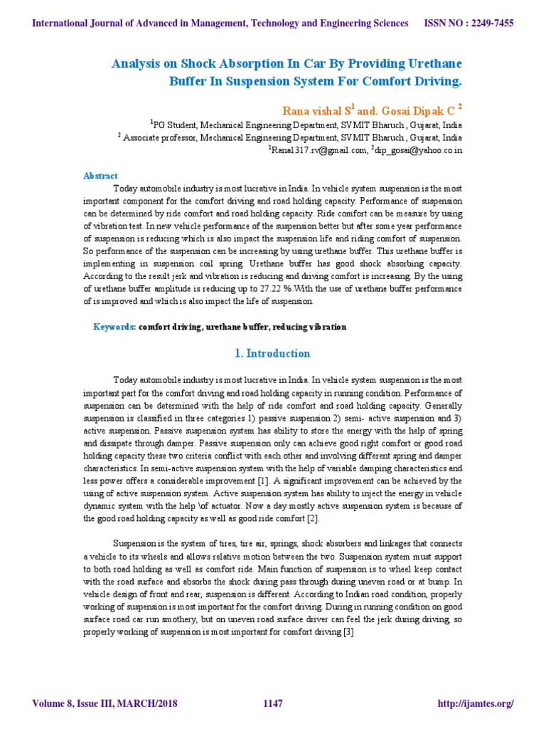 Analysis On Shock Absorption in Car by Providing Urethane Buffer in ...