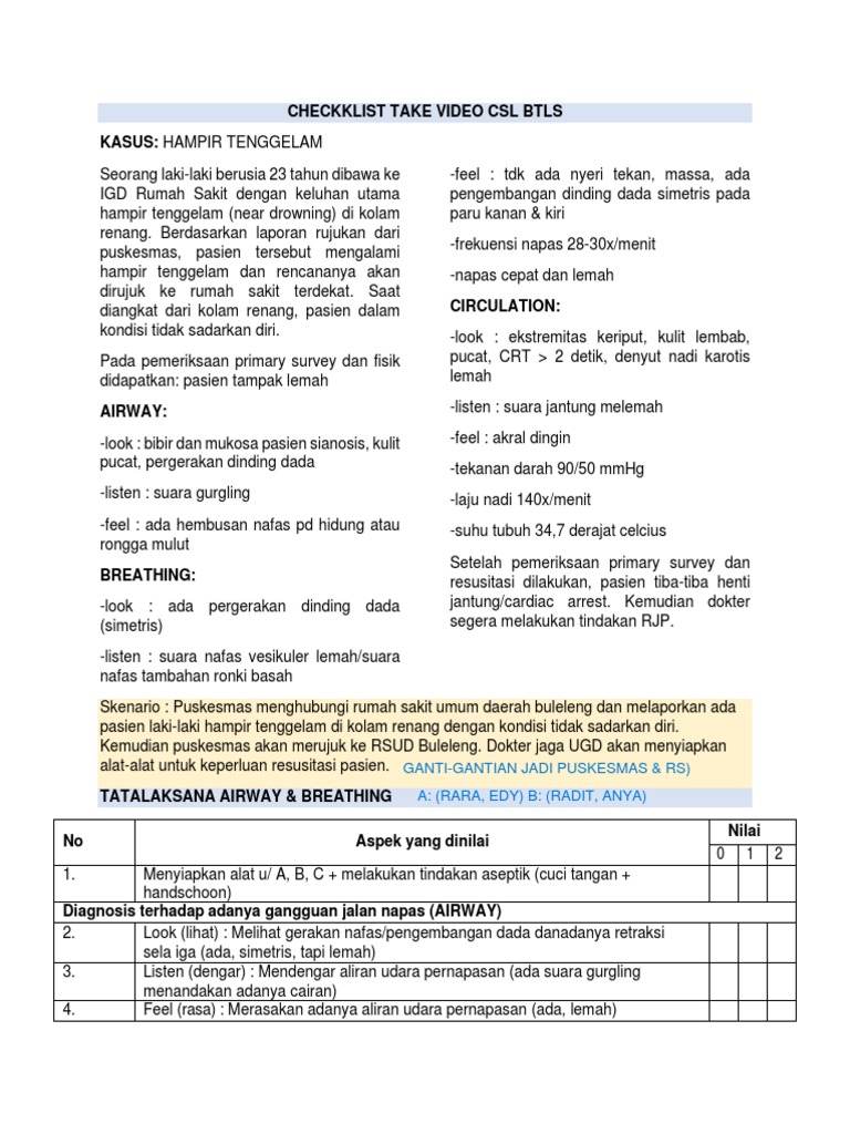 Checklist Take Video CSL BTLS | PDF