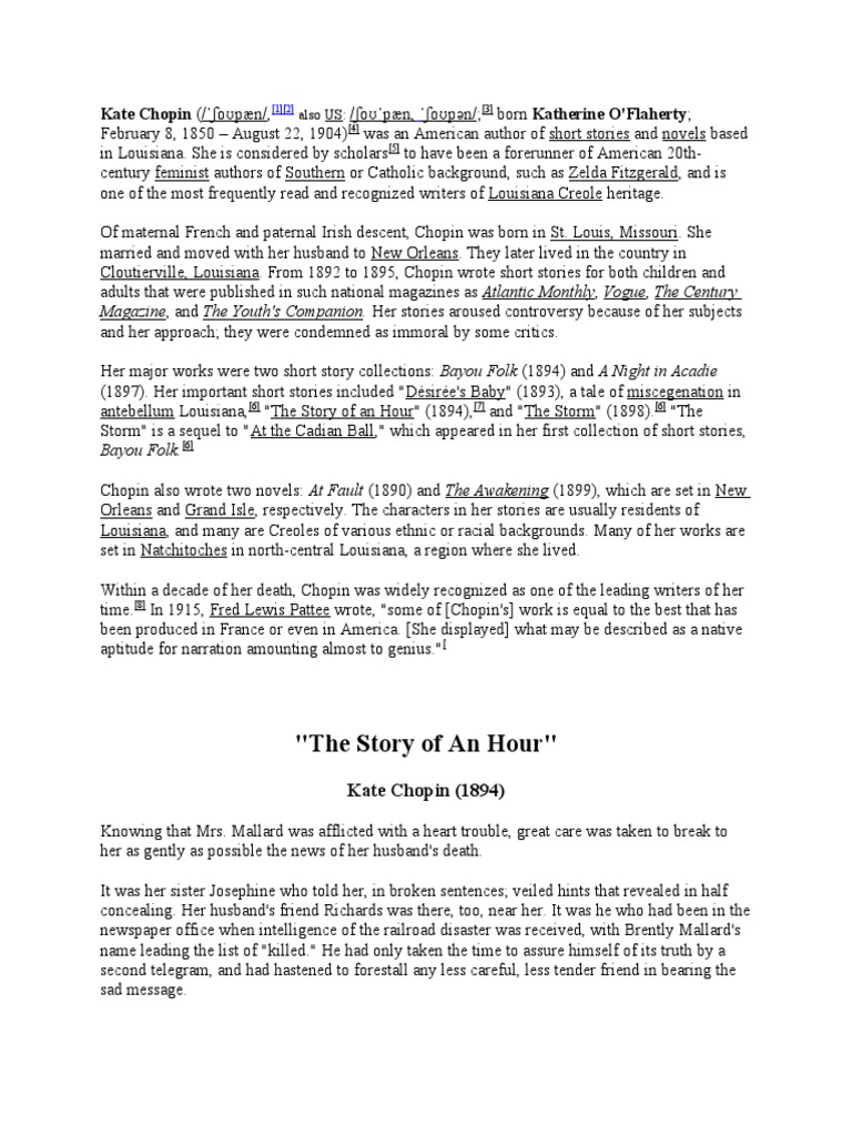 The Story of An Hour by Kate Chopin-1 | PDF