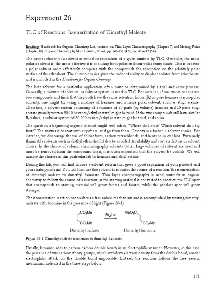 Isomerization of Dimethyl Maleate | PDF | Thin Layer Chromatography ...