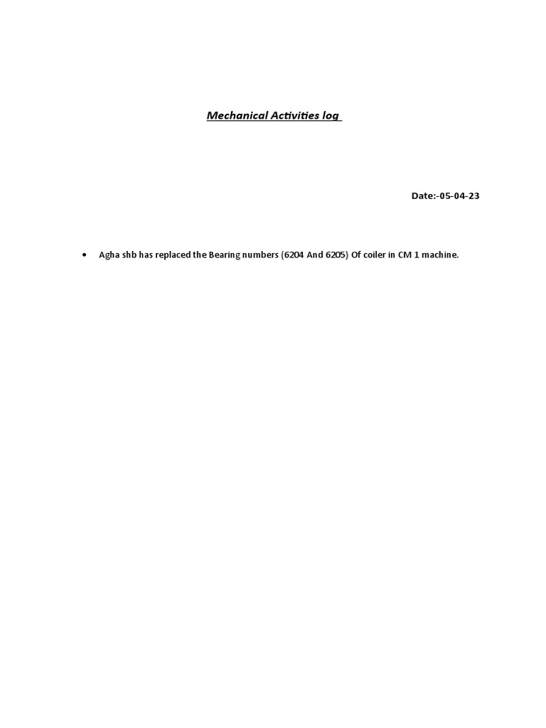 Daily Mechanical Activities Log | PDF | Applied And Interdisciplinary ...