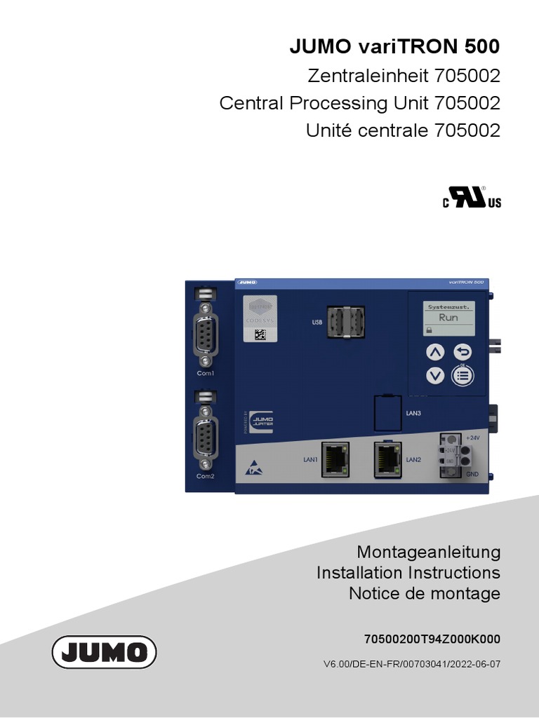 JUMO VariTRON 500 Installation Instructions | PDF