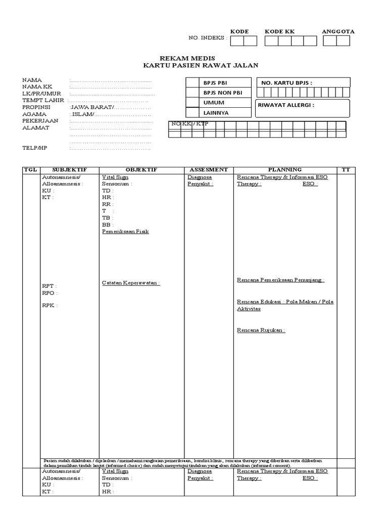 Contoh Rekam Medis Baru Yuyun | PDF