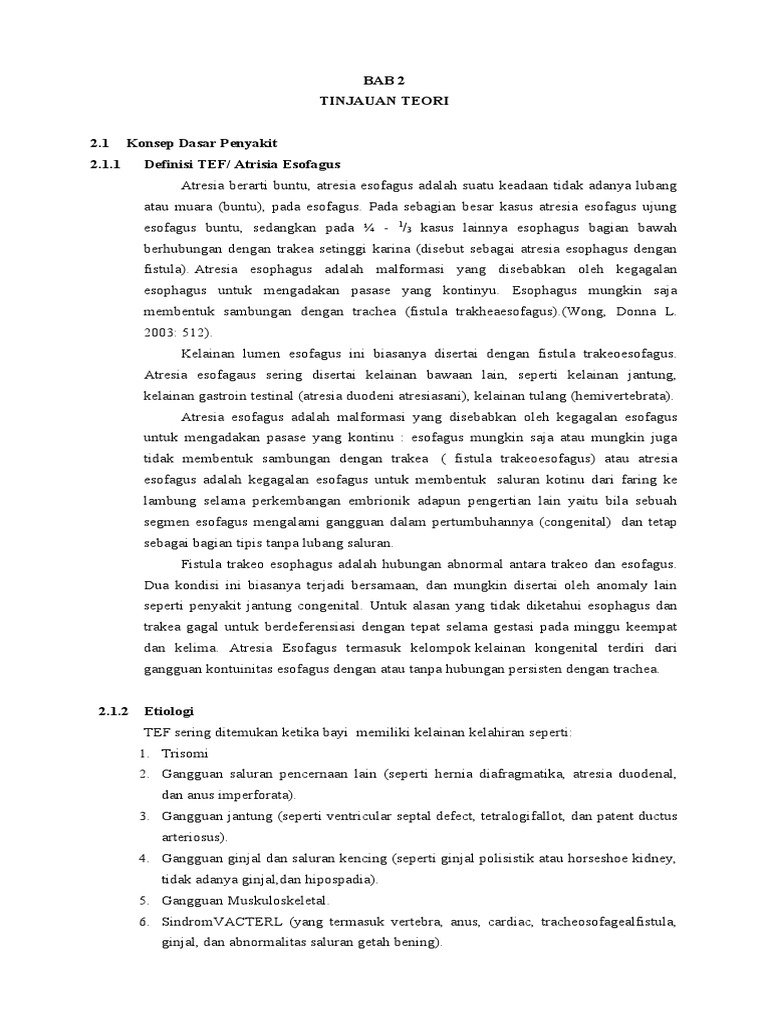 Tipe Atresia Esofagus dan Penanganannya | PDF