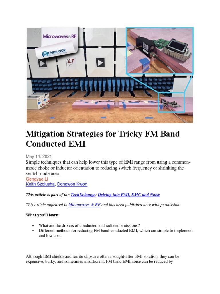 FM Band Conducted EMI Mitigation Techniques | PDF | Electromagnetic ...
