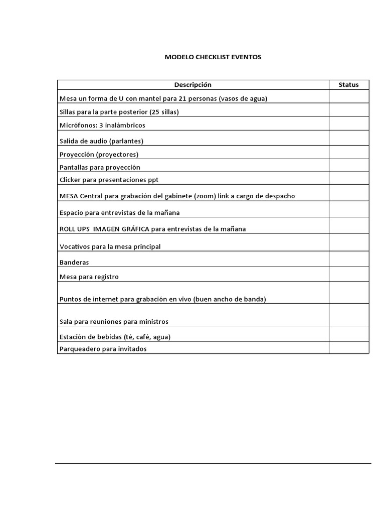 Checklist Eventos | PDF