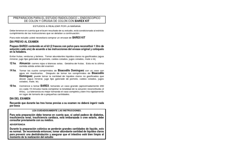 Preparacion Standard Barex Kit Mañana 1 | PDF