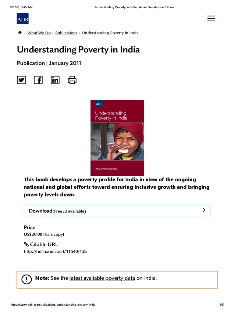 Understanding Poverty in India - Asian Development Bank | PDF