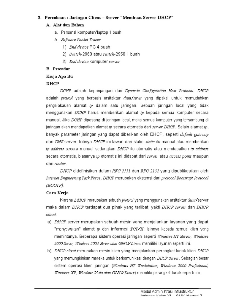 Modul DHCP untuk Siswa SMK | PDF | Komputer