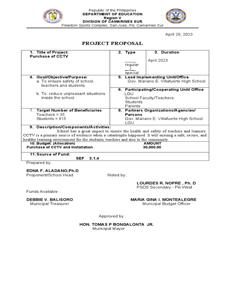 CCTV Installation Proposal for School | PDF