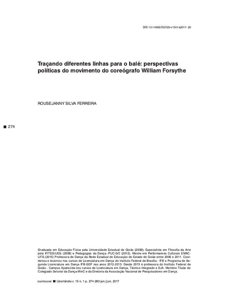 Admin, Artigo 20 - Rousejanny Silva | PDF | Balé | Antropologia