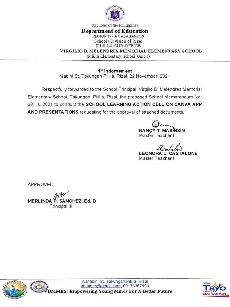 School Memo No, 33 - School LAC Session On Canva App and Presentation | PDF | Behavior Modification