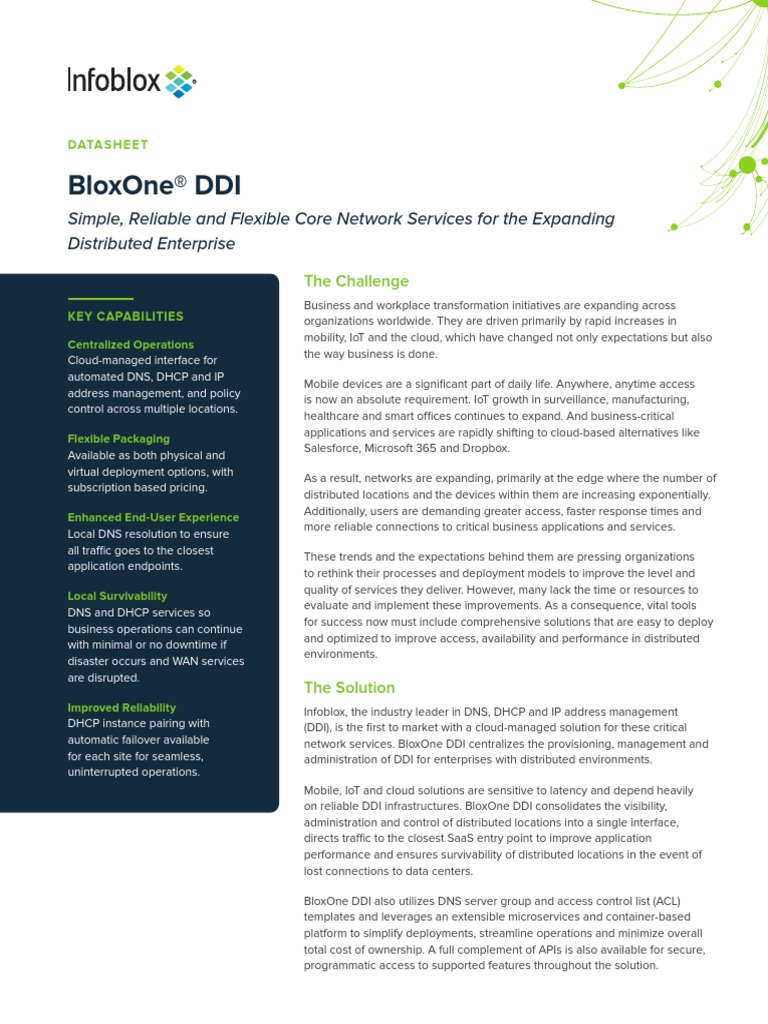 Infoblox Datasheet Bloxone Ddi | PDF | Domain Name System | Cloud Computing