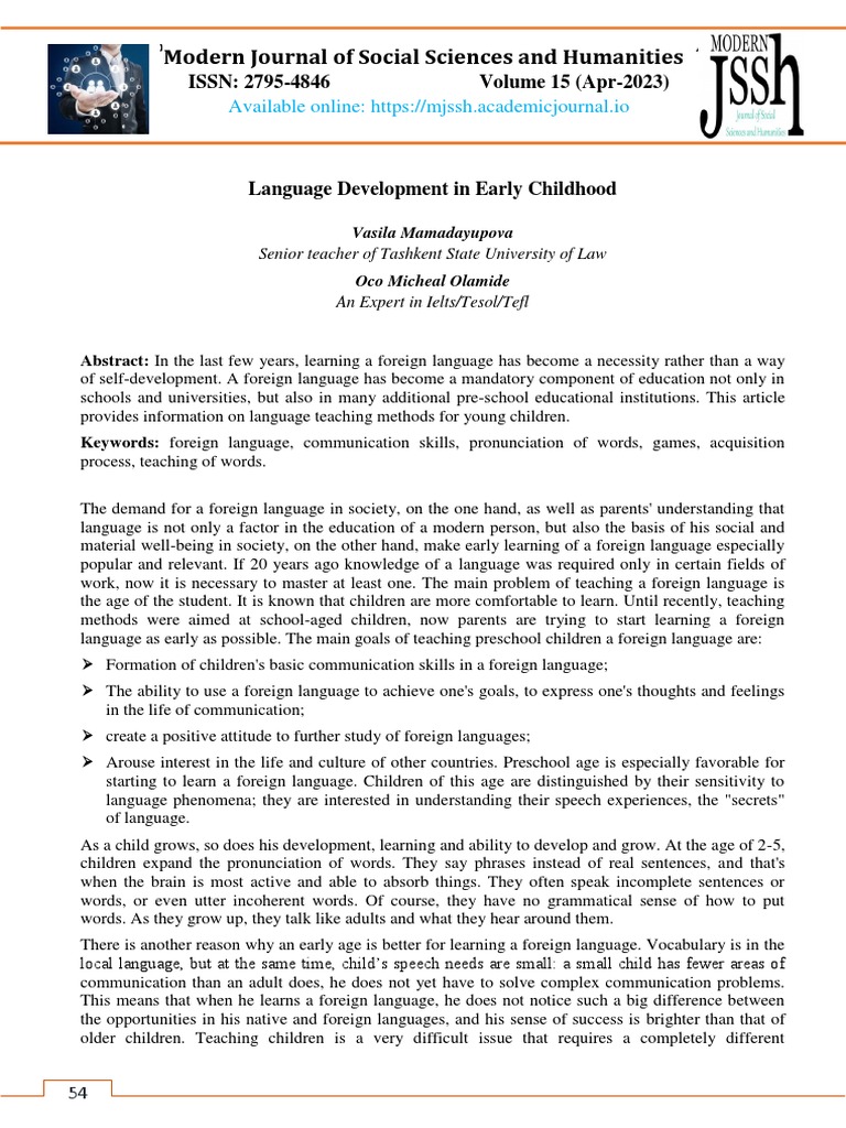Language Development in Early Childhood | PDF | Language Development | Foreign Language