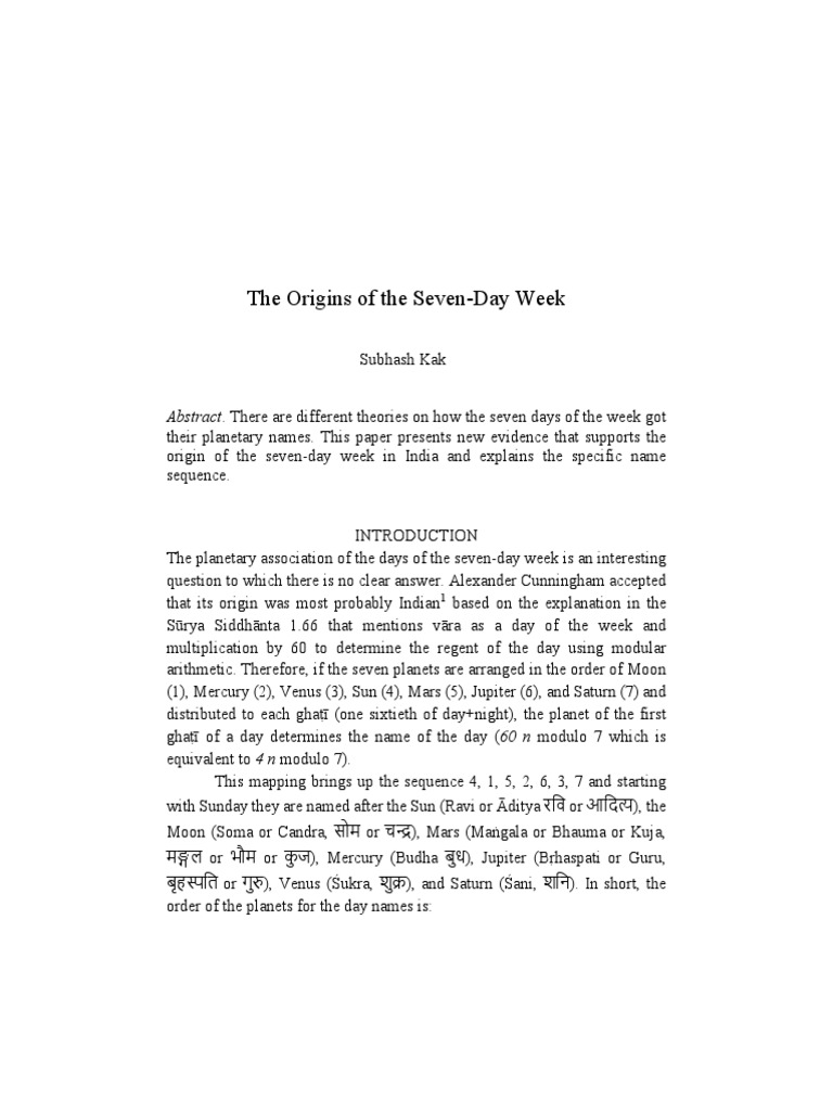 The Origins of The Seven Day Week | PDF | Planets In Astrology | Planets