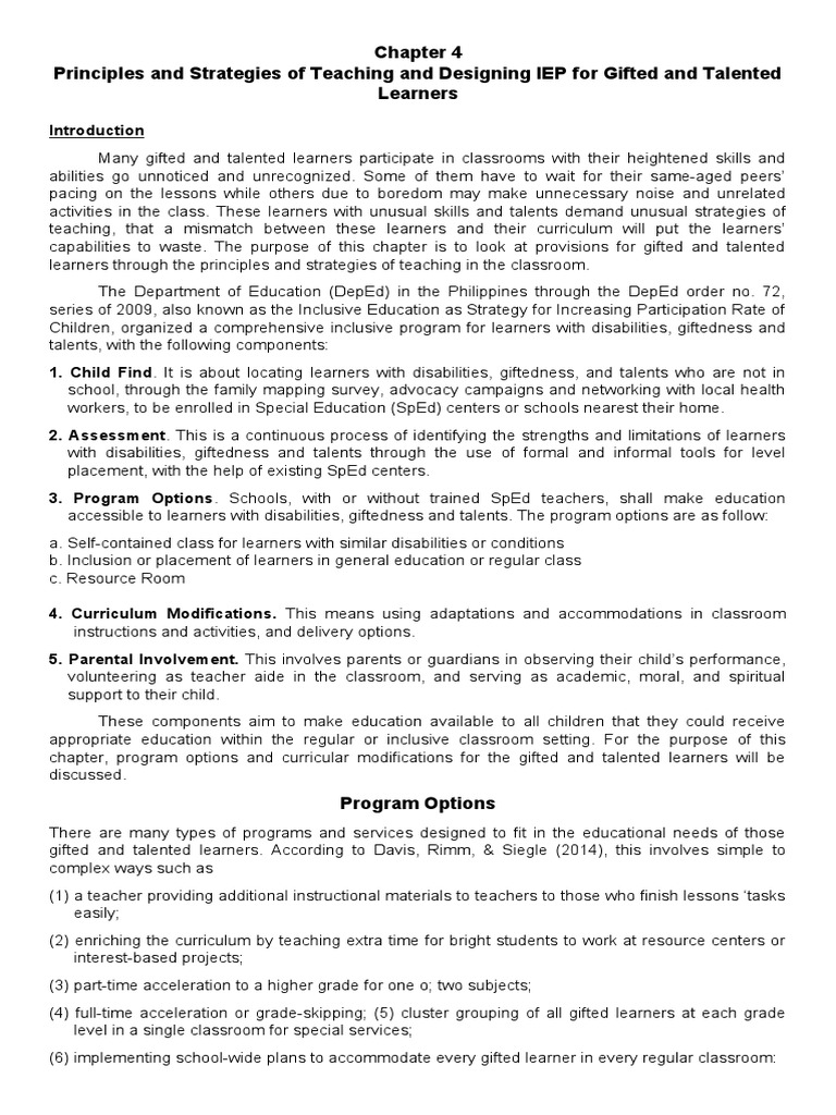 Chapter 4 | PDF | Gifted Education | Individualized Education Program