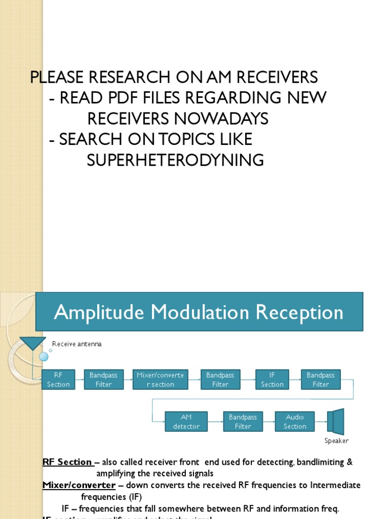 AM Receiver Design: Superheterodyne Insights | PDF | Detector (Radio ...