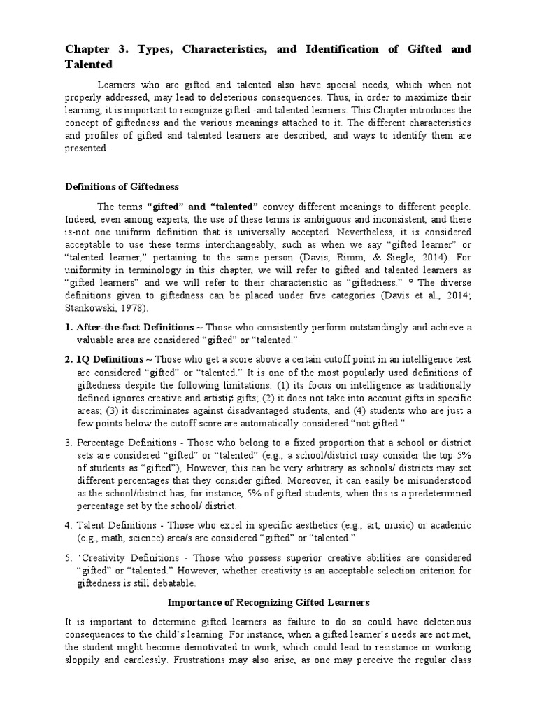 Inclusive Chapter 3 | PDF | Intellectual Giftedness | Learning