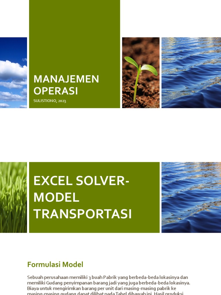 Excel Solverl - Model Transportasi | PDF