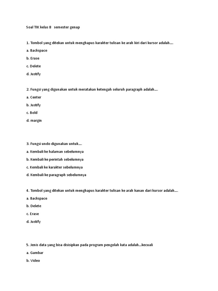 Soal TIK 8 Sem Genap | PDF