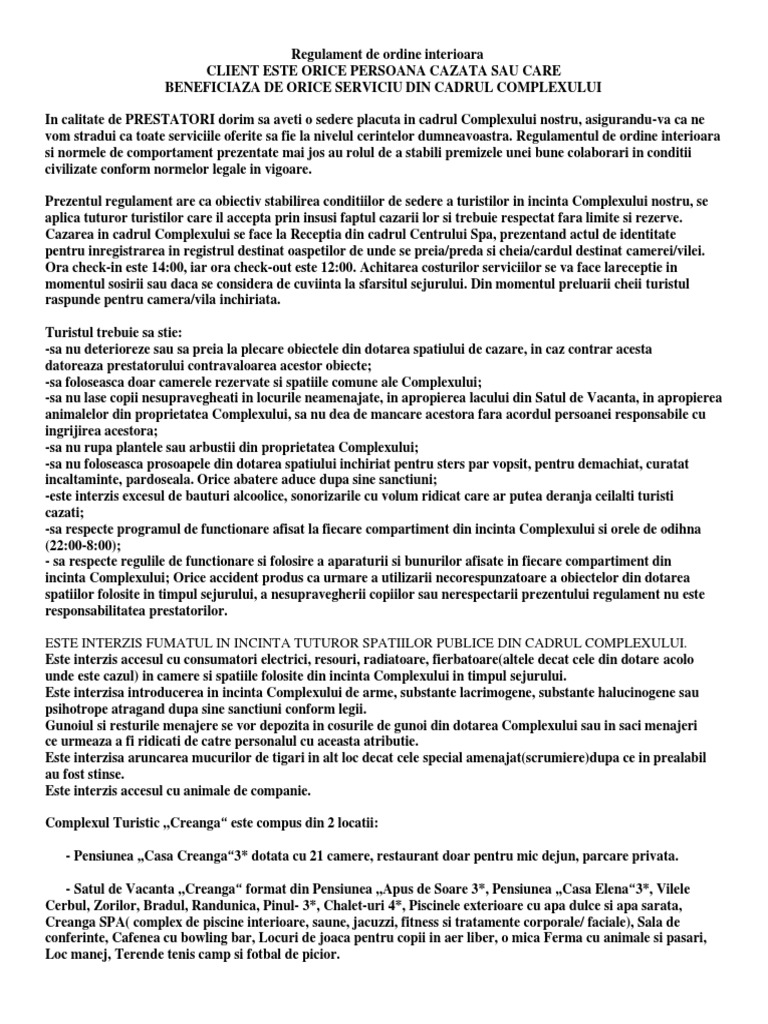 Regulament de Ordine Interioara 1 | PDF