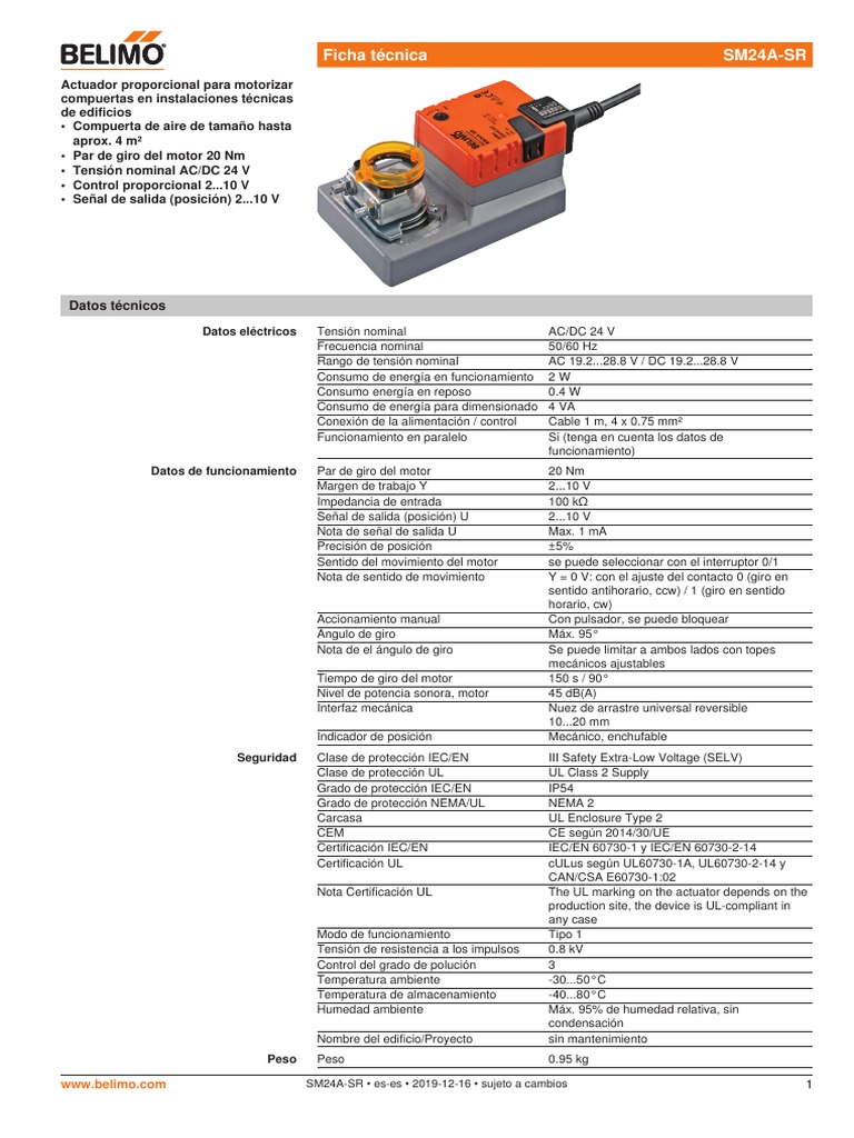 Belimo SM24A-SR Datasheet Es-es | PDF | Solenoide | Ingenieria Eléctrica