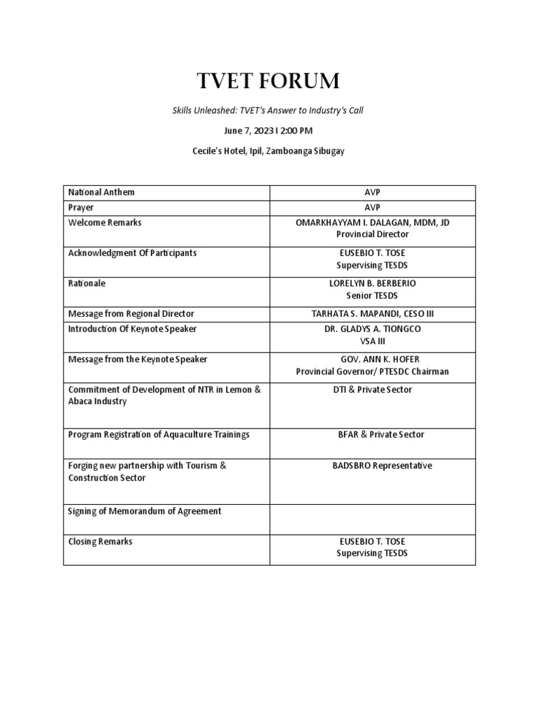 TESDA Forum Highlights and Partnerships | PDF