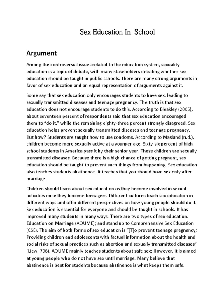 Sex Education In School Pdf Sex Education Adolescence