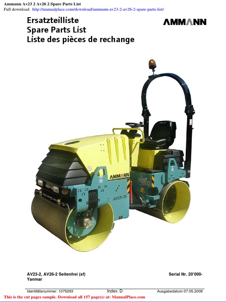 Ammann Av23 2 Av26 2 Spare Parts List | PDF | Axle | Hydraulics