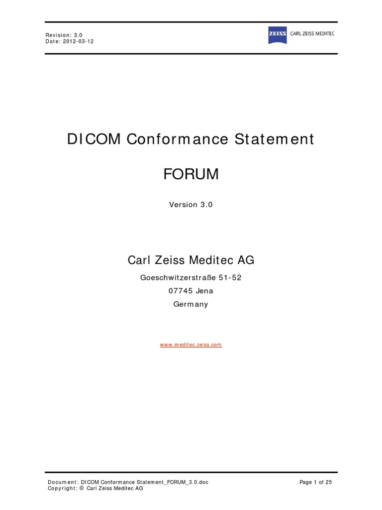 DICOM Conformance Statement FORUM 3.0 | PDF