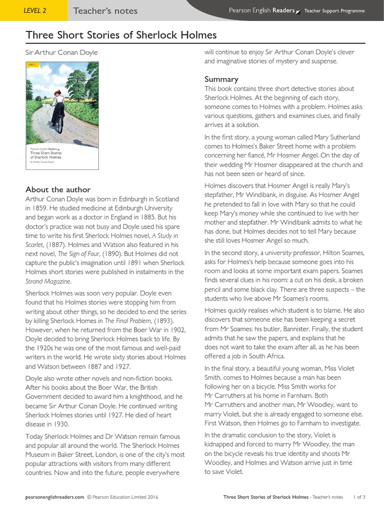 Pearson English Readers Level 2 Three Short Stories of Sherlock Holmes ...