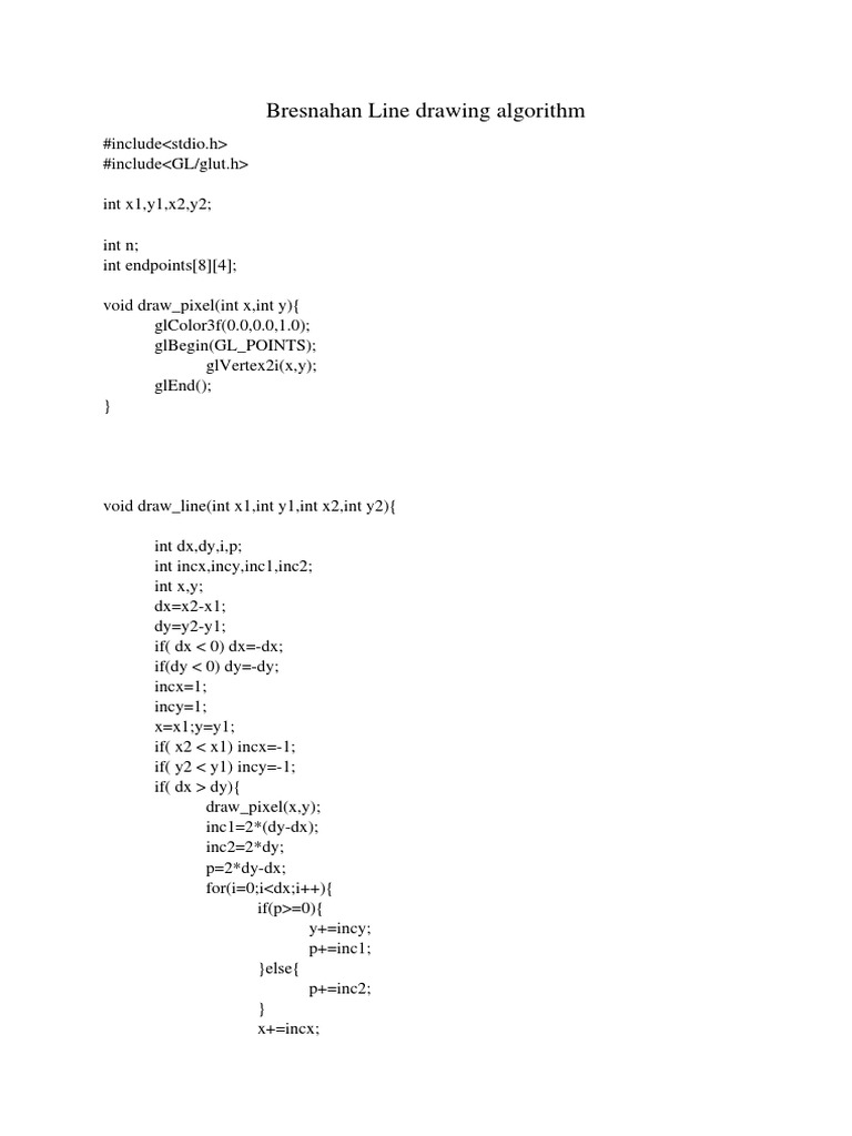 Bresnahan Line Drawing Algorithm | PDF | Algorithms | Computer Science